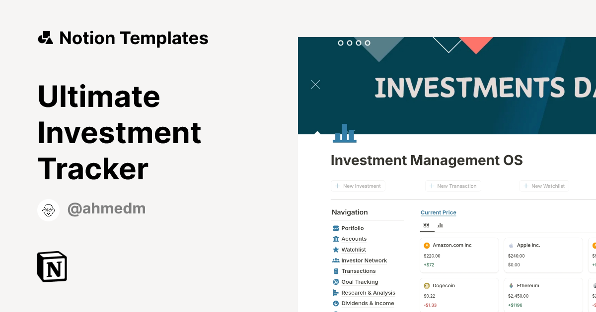 Ultimate Investment Tracker Template by Ahmed M | Notion Marketplace