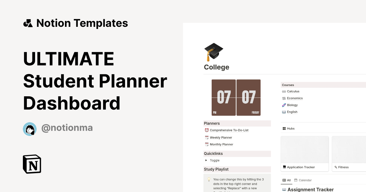 ULTIMATE Student Planner Dashboard Template by Spooky Matcha | Notion Marketplace