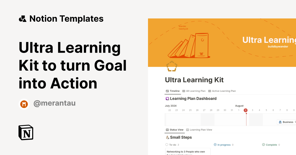 Ultra Learning Kit to turn Goal into Action Template | Notion Marketplace