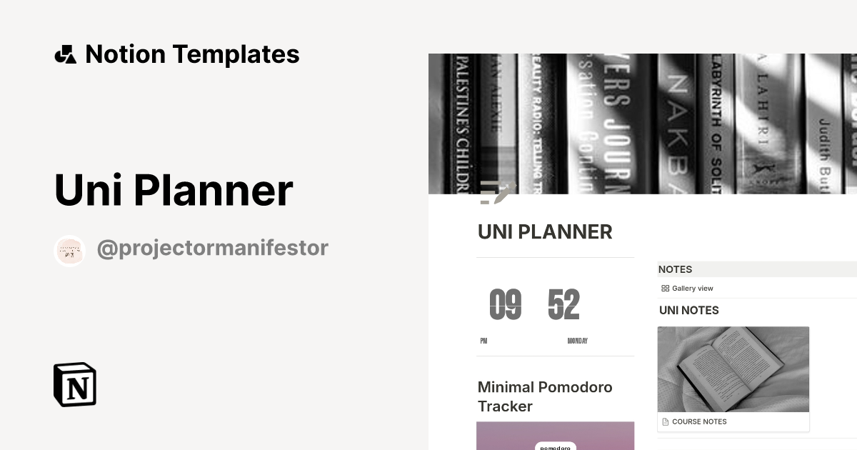 Uni Planner Template by Projector Manifestor | Notion Marketplace
