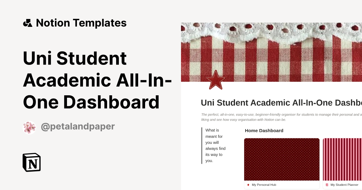 Uni Student Academic All-In-One Dashboard Template | Notion Marketplace