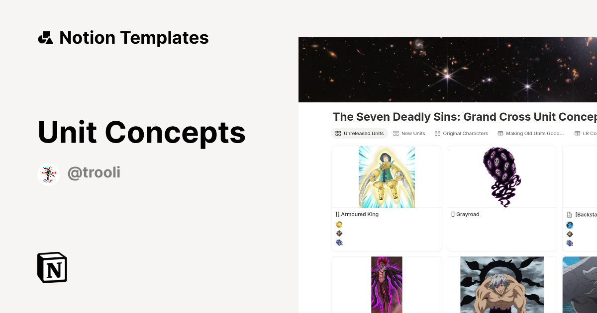 Unit Concepts Template by Trooli@nttemplates | Notion Marketplace