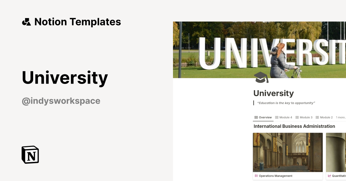 University Template by Indy | Notion Marketplace