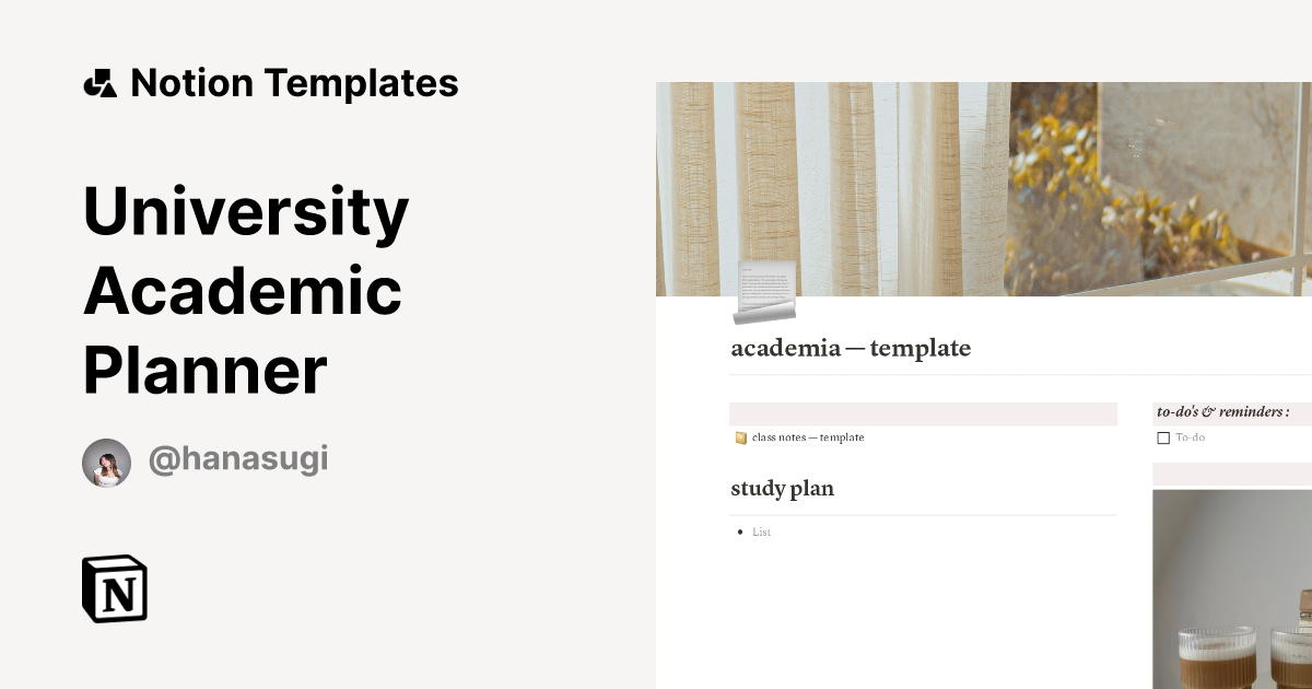 University Academic Planner Template by hana sugi | Notion Marketplace