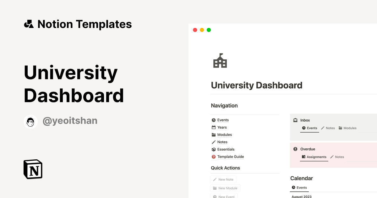 University Dashboard Template | Notion Marketplace