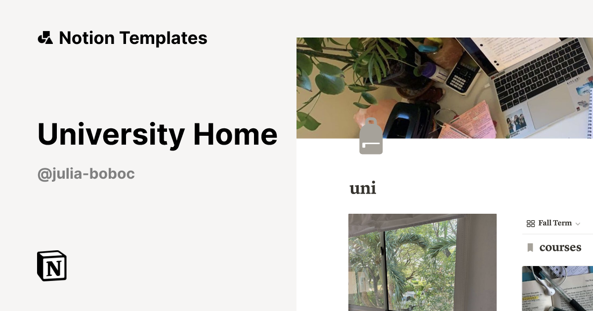 University Home Template by Julia Boboc | Notion Marketplace