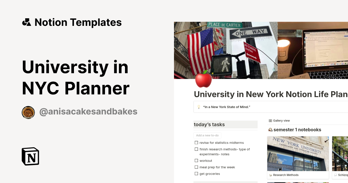 University in NYC Planner Template | Notion Marketplace
