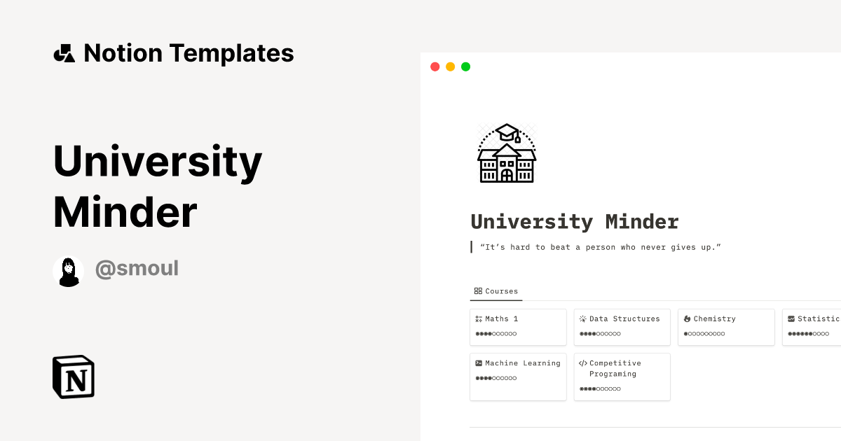 University Minder Template | Notion Marketplace