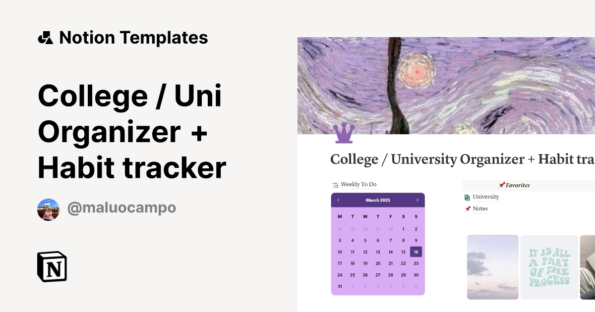 College / Uni Organizer + Habit tracker Template | Notion Marketplace