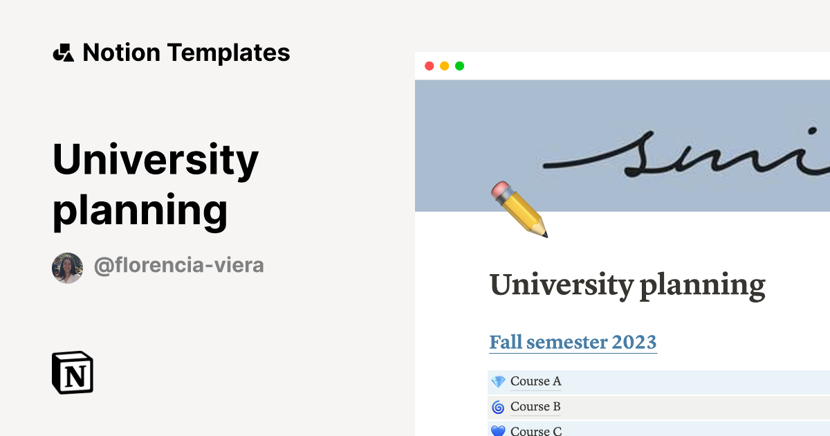University planning Template by Florencia Viera | Notion Marketplace