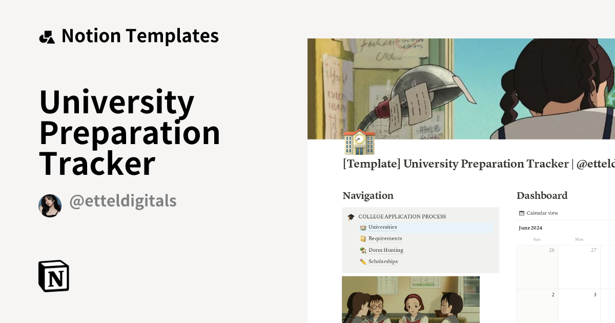 University Preparation Tracker Template | Notion Marketplace