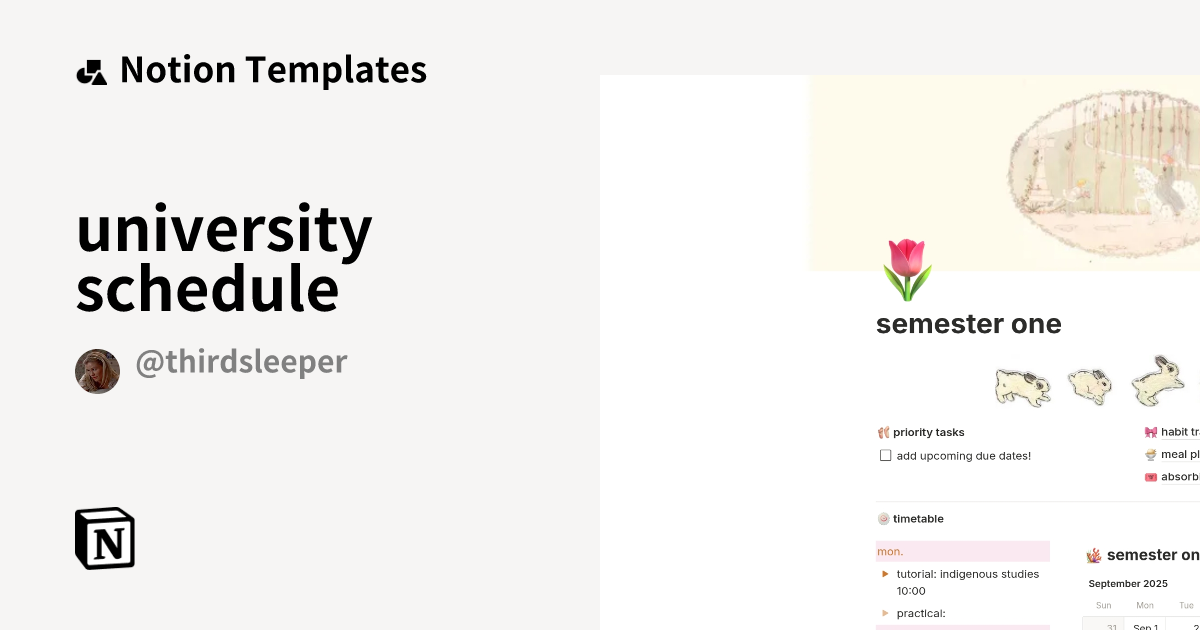 university schedule Template | Notion Marketplace