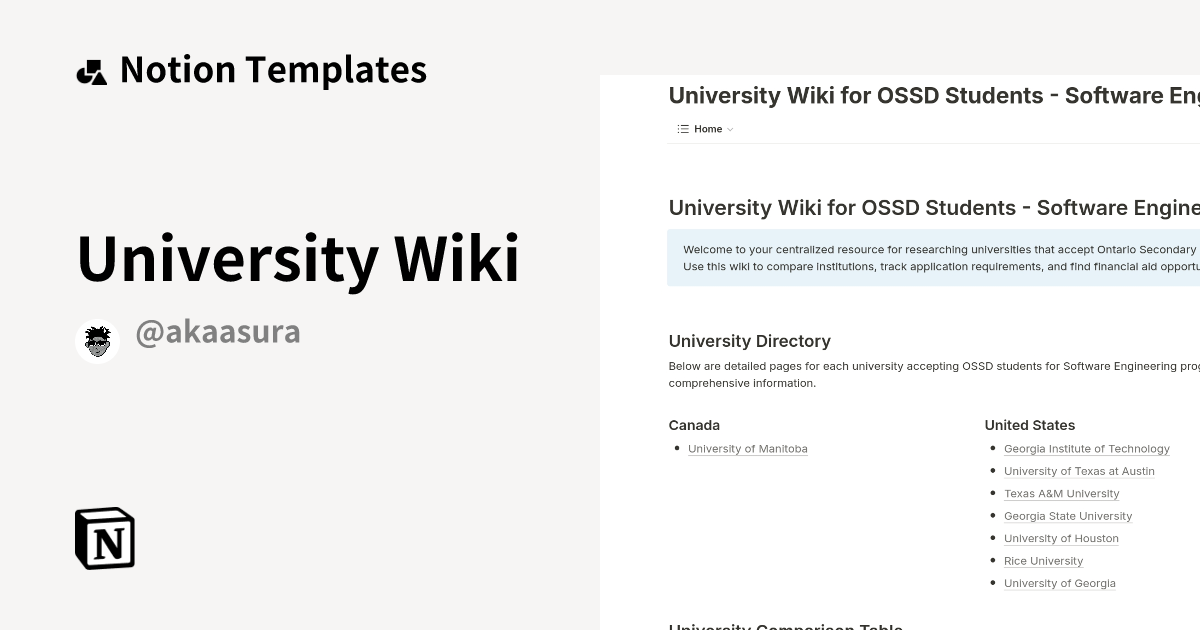 University Wiki Template | Notion Marketplace