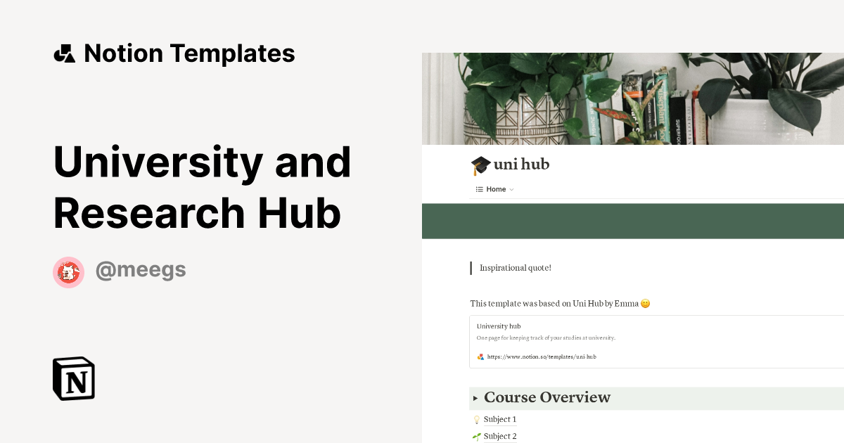 University and Research Hub Template by Meegs | Notion Marketplace