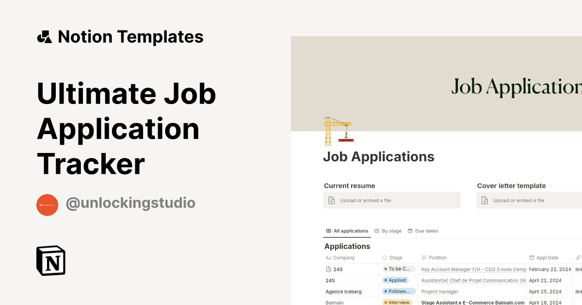 Ultimate Job Application Tracker Template | Notion Marketplace