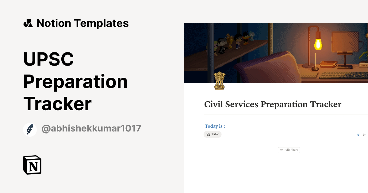 UPSC Preparation Tracker Template by UshanJ | Notion Marketplace