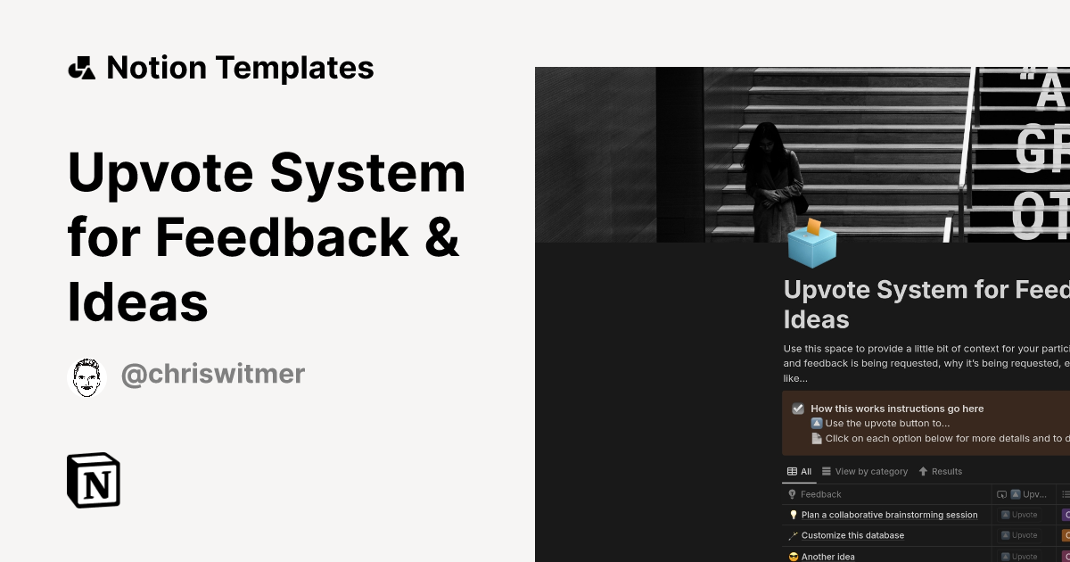 Upvote System for Feedback & Ideas Template | Notion Marketplace