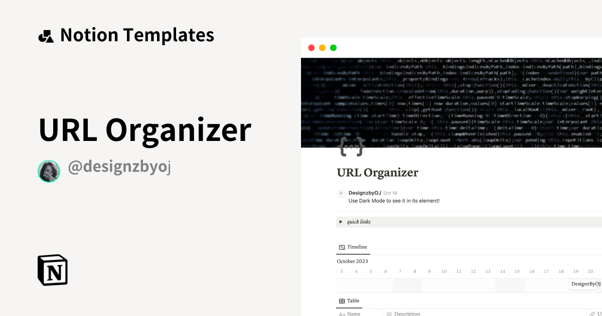 URL Organizer Template by OJ | Notion Marketplace