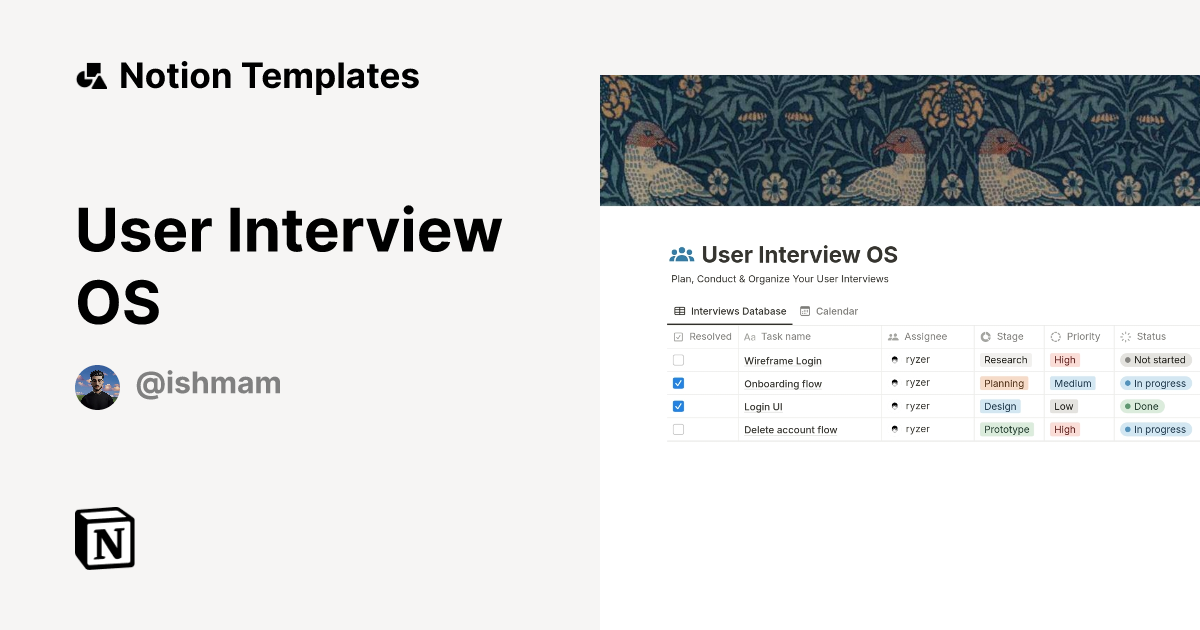 User Interview OS Template | Notion Marketplace