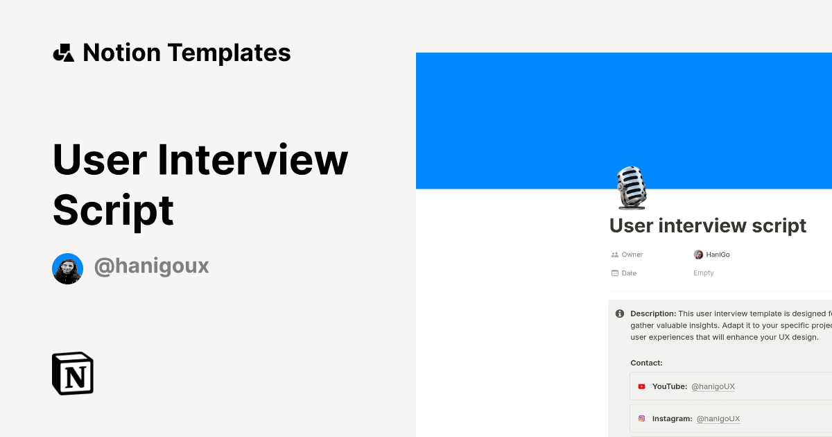 User Interview Script Template | Notion Marketplace
