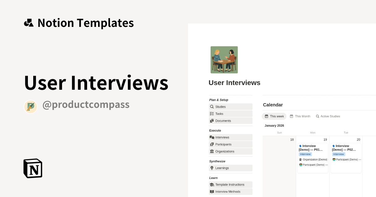 User Interviews Template | Notion Marketplace