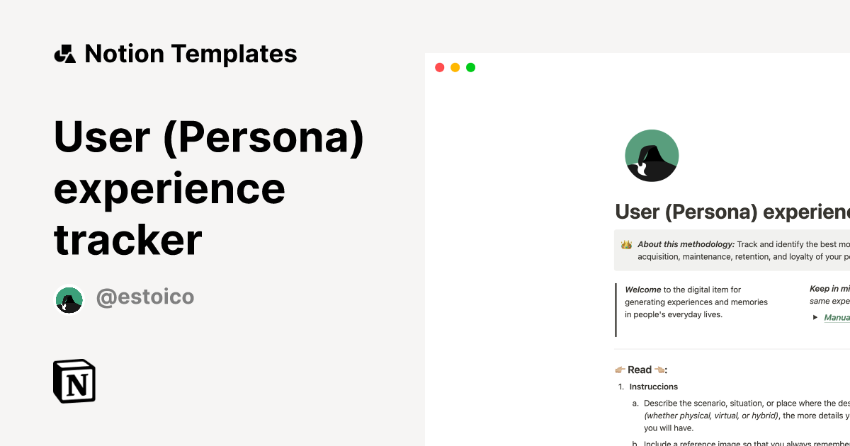 User (Persona) experience tracker Template | Notion Marketplace