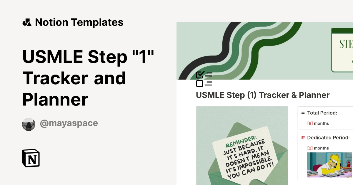 USMLE Step "1" Tracker and Planner Template by Maya | Notion Marketplace