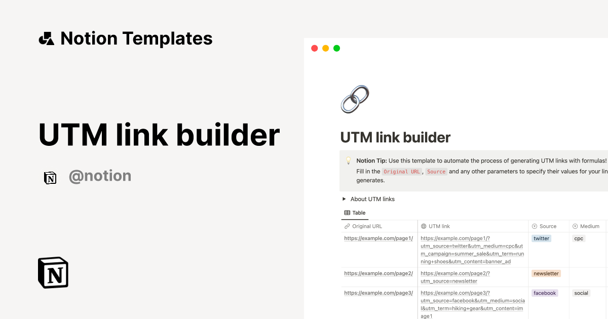 UTM link builder 2025 Template | Notion Marketplace
