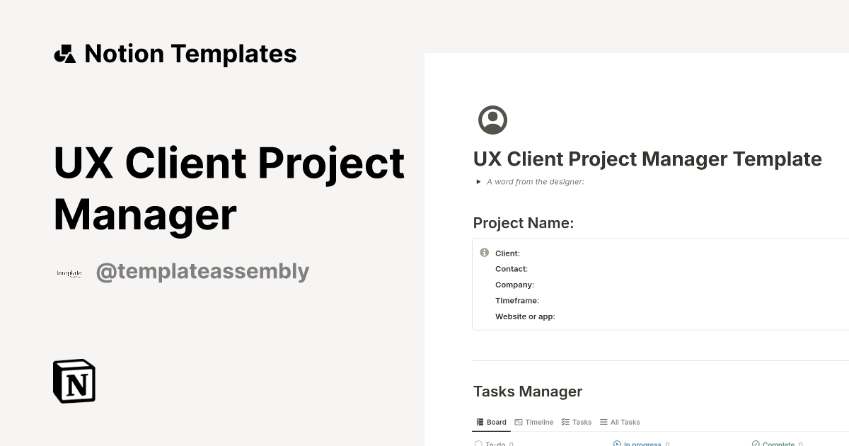 UX Client Project Manager Template | Notion Marketplace