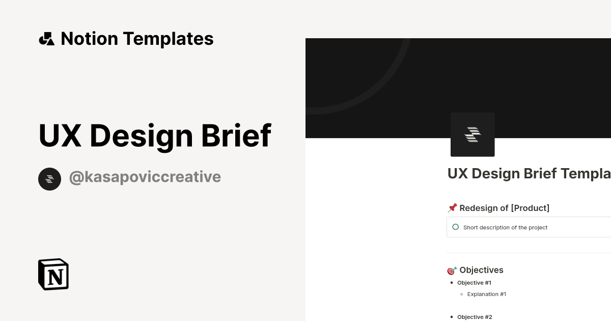 UX Design Brief Template | Notion Marketplace UX Design Brief Template | Notion Marketplace