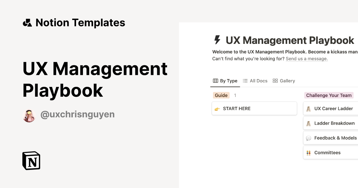 UX Management Playbook Template | Notion Marketplace