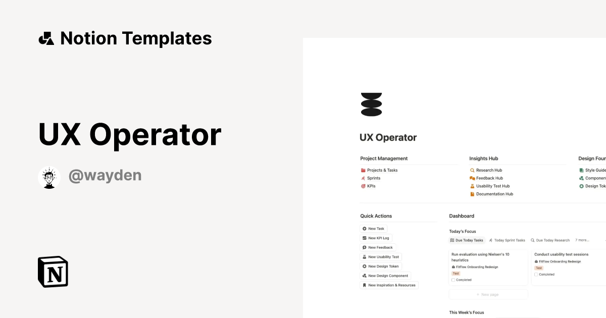 UX Operator Template | Notion Marketplace