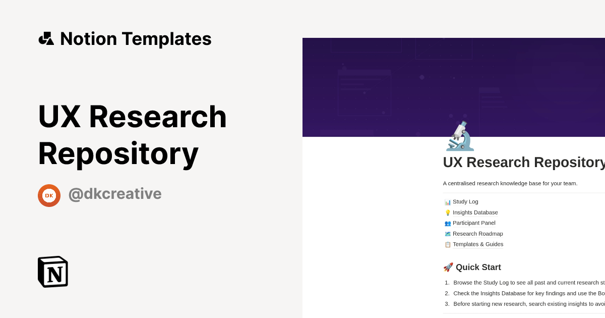 UX Research Repository Template by DK Creative | Notion Marketplace