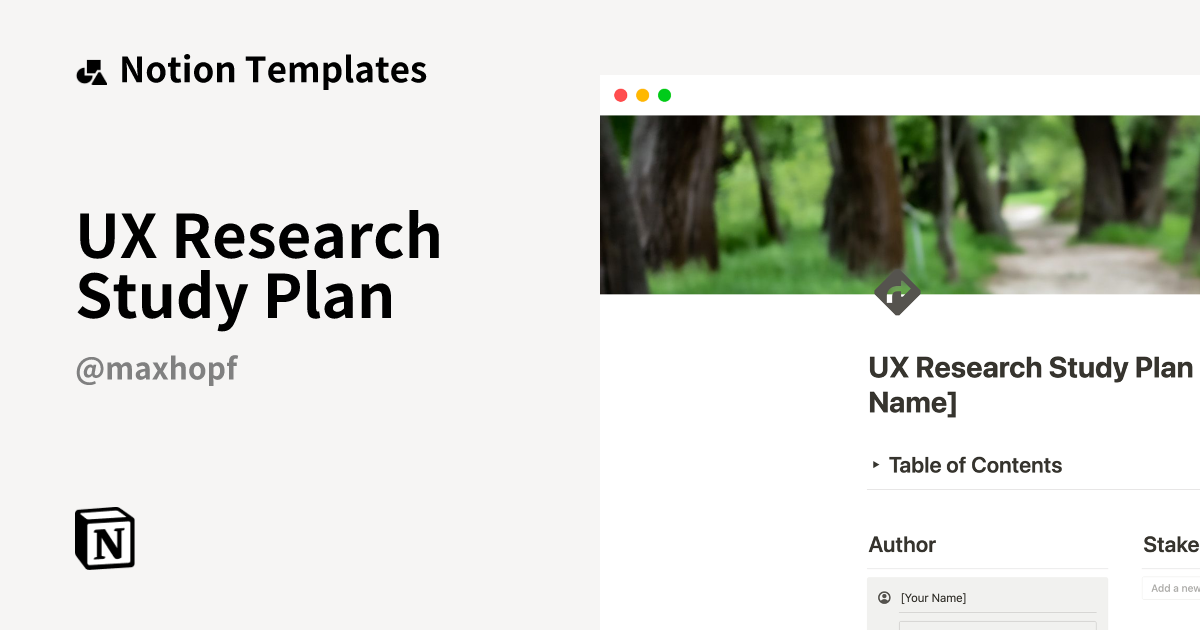 UX Research Study Plan Template by Max Hopf | Notion Marketplace