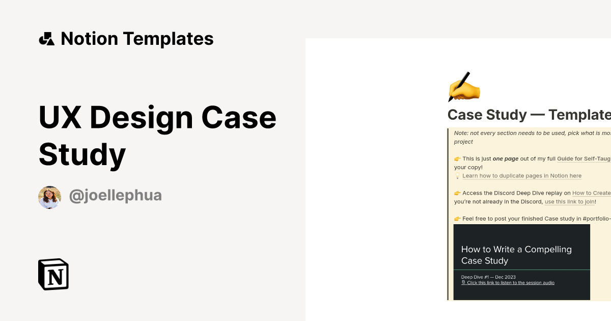 UX Design Case Study Template | Notion Marketplace
