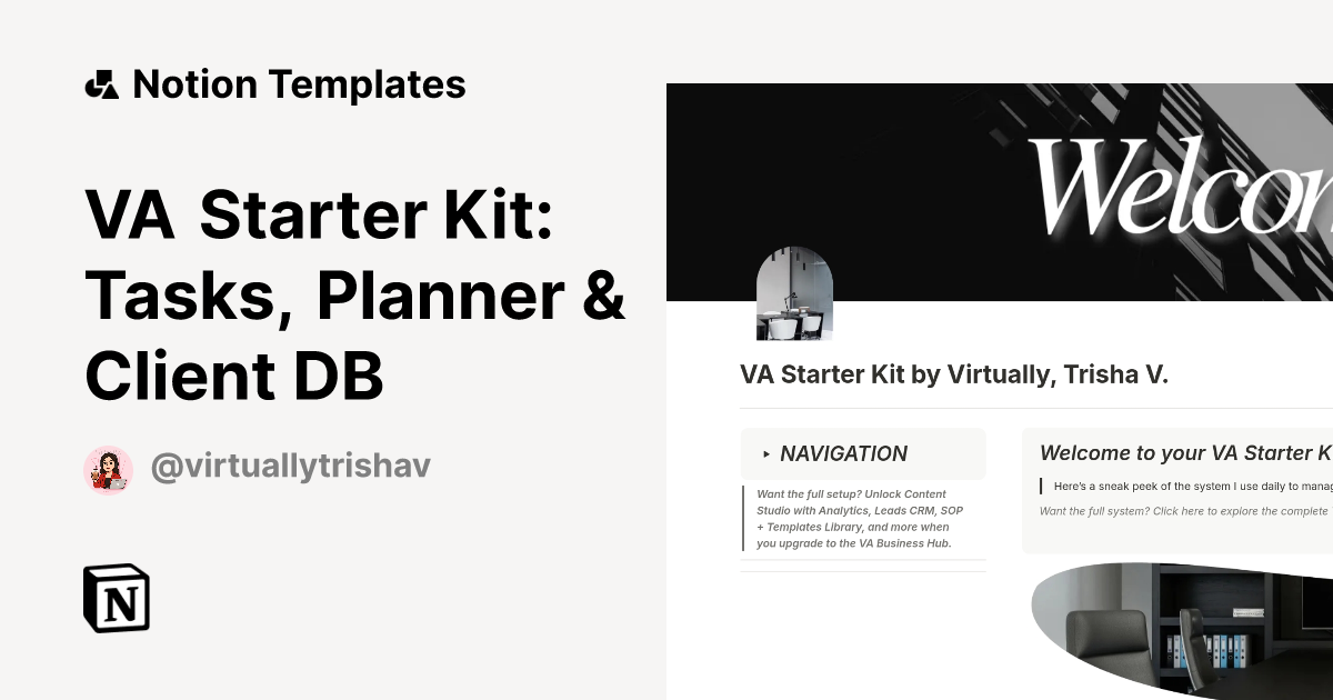 VA Starter Kit: Tasks, Planner & Client DB Template | Notion Marketplace