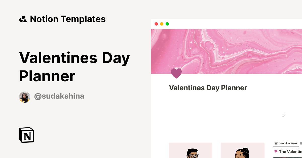 Valentines Day Planner Template by Sudakshina Sridharan | Notion ...