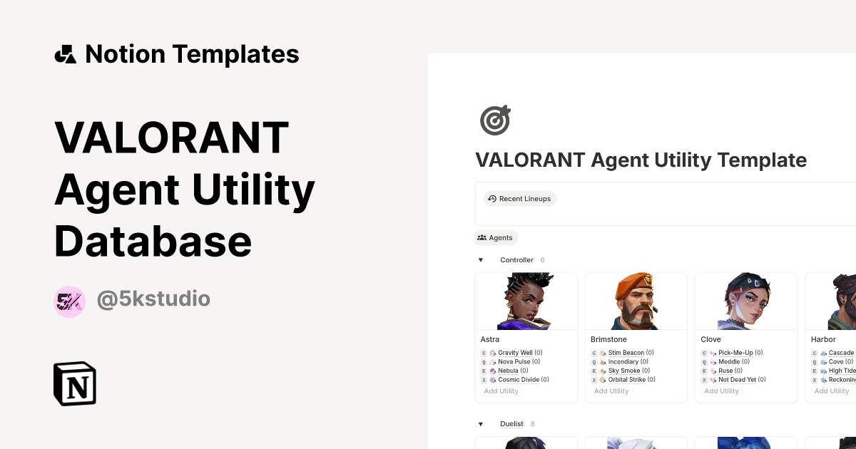 VALORANT Agent Utility Database Template | Notion Marketplace
