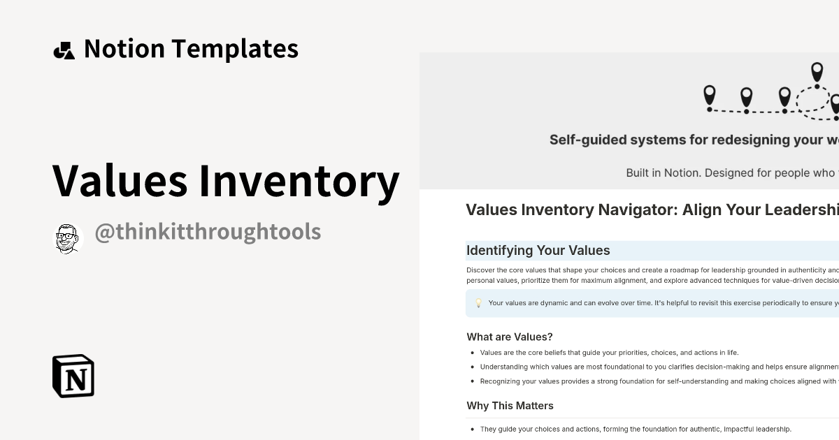 Values Inventory Template | Notion Marketplace