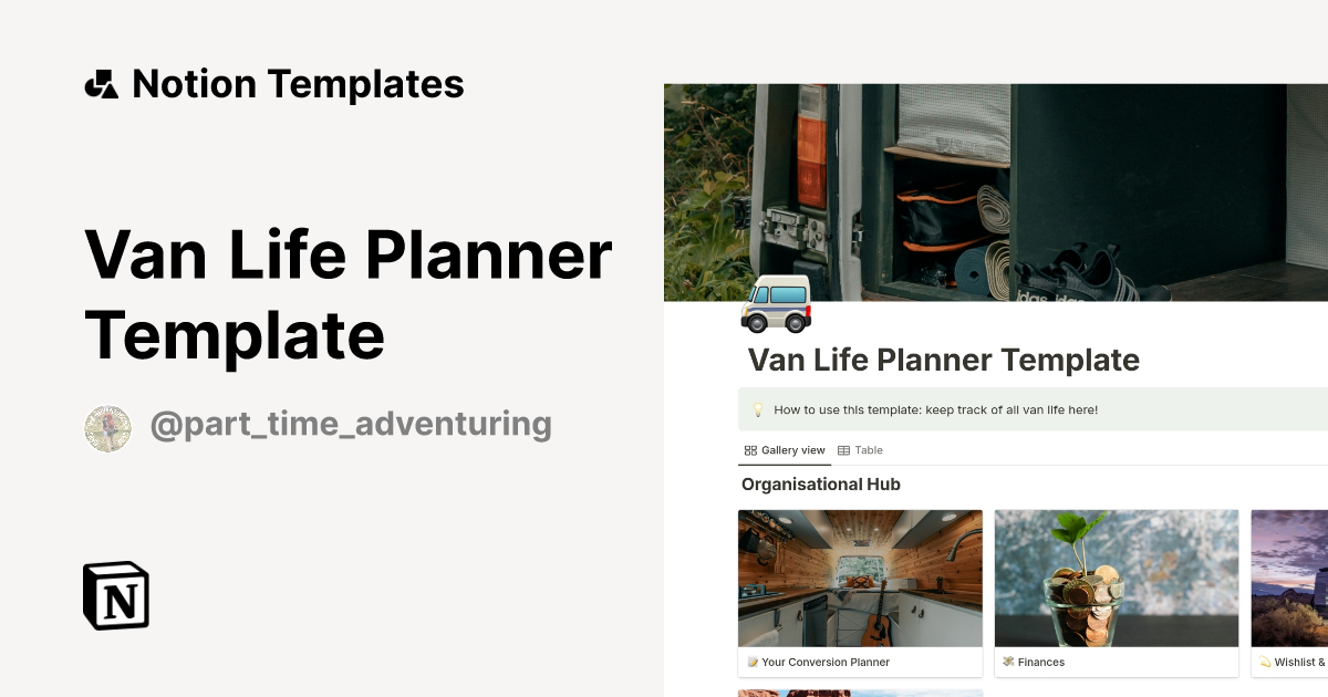 Van Life Planner Template Template | Notion Marketplace