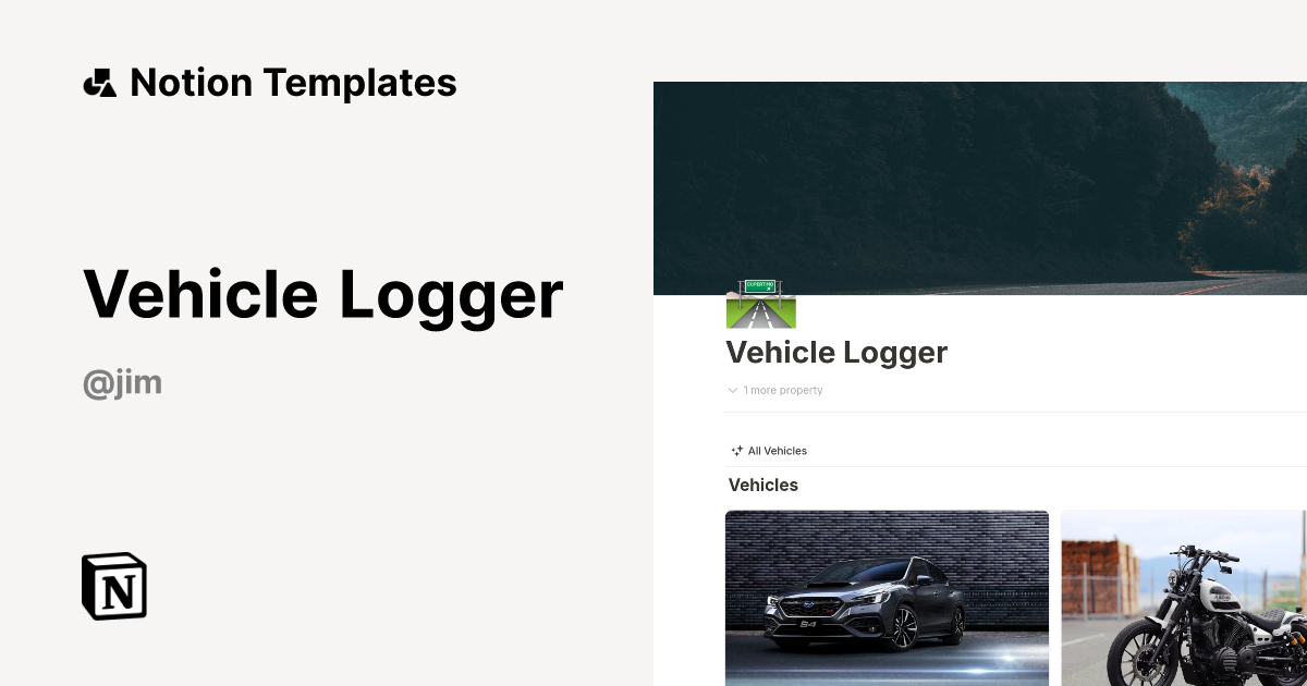 Vehicle Logger Template by Jim Okada | Notion Marketplace