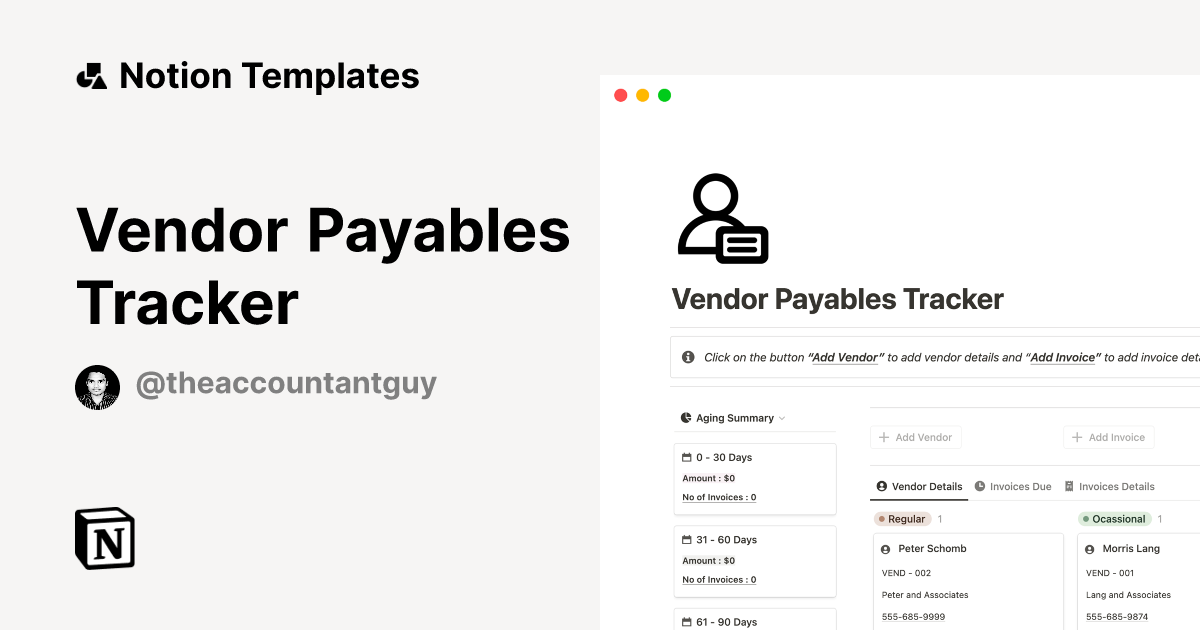 Vendor Payables Tracker Template | Notion Marketplace