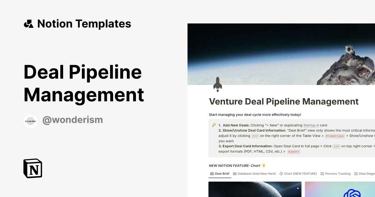 Deal Pipeline Management Template by Wonderism | Notion Marketplace