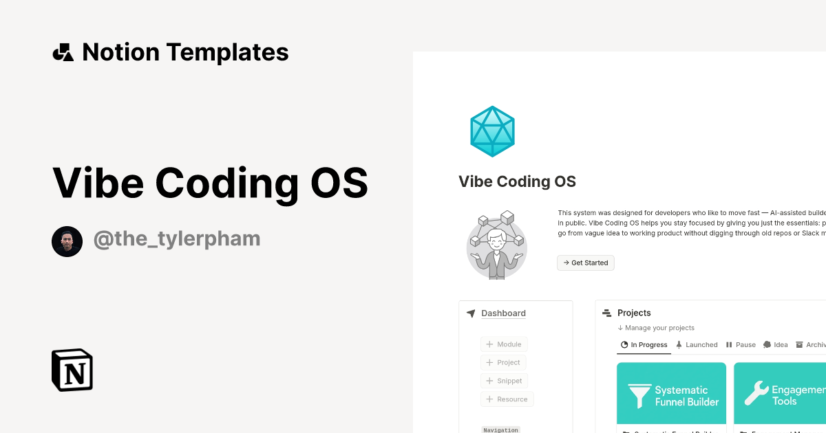 Vibe Coding OS Template by Tyler Pham | Notion Marketplace
