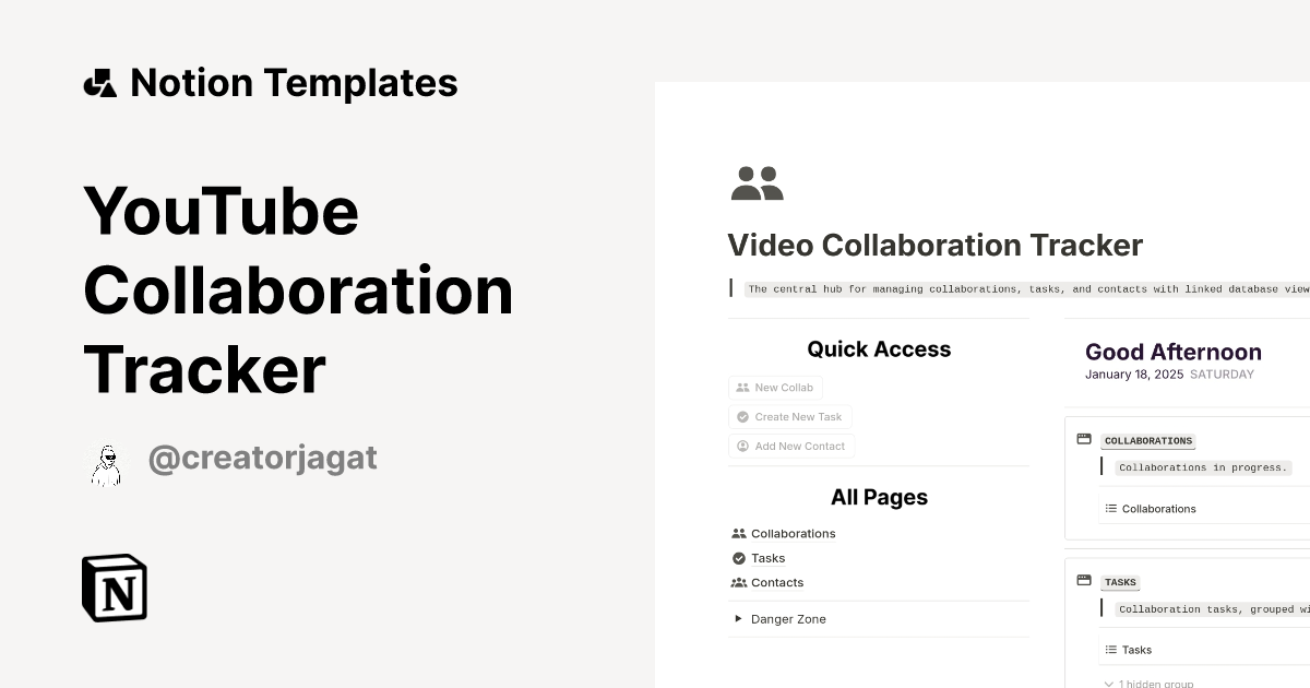 YouTube Collaboration Tracker Template | Notion Marketplace