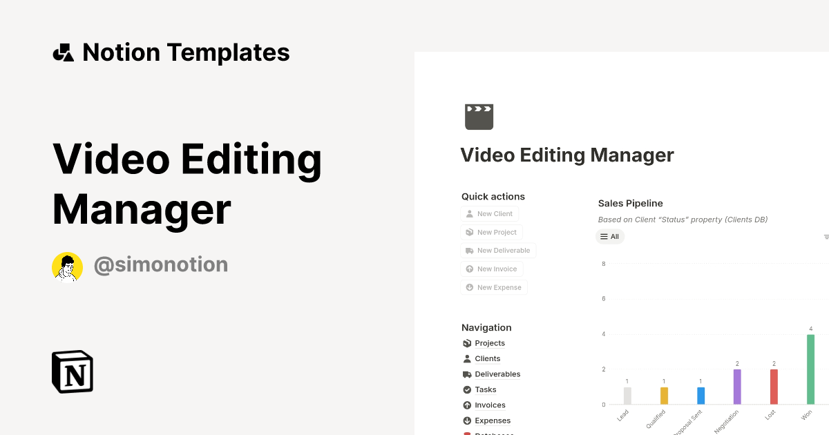 Video Editing Manager Template by Simo | Notion Marketplace