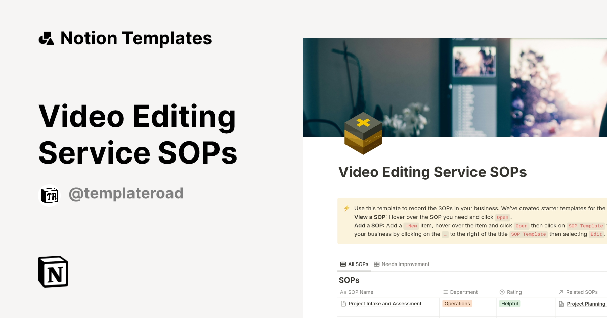 Video Editing Service SOPs Template | Notion Marketplace