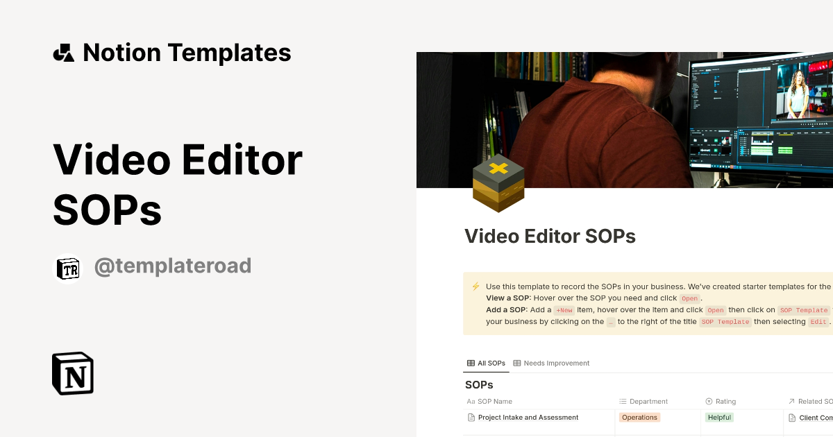 Video Editor SOPs Template | Notion Marketplace