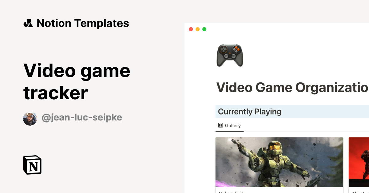 Video game tracker Template | Notion Marketplace