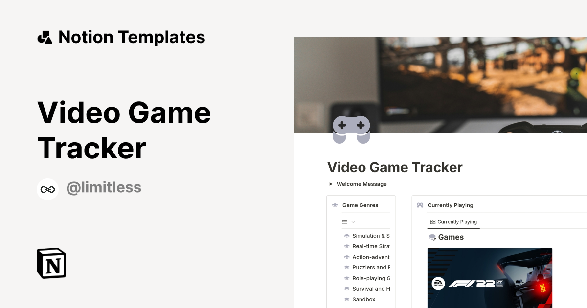 Video Game Tracker Template by Limitless Notion | Notion Marketplace
